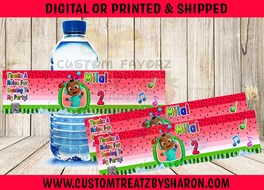 Cocomelon Watermelon Water Bottle Labels